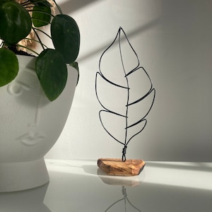 Wire Art Leaf, Metal Leaf, Desk Decor, Office Decor, Home Decor, Table ...