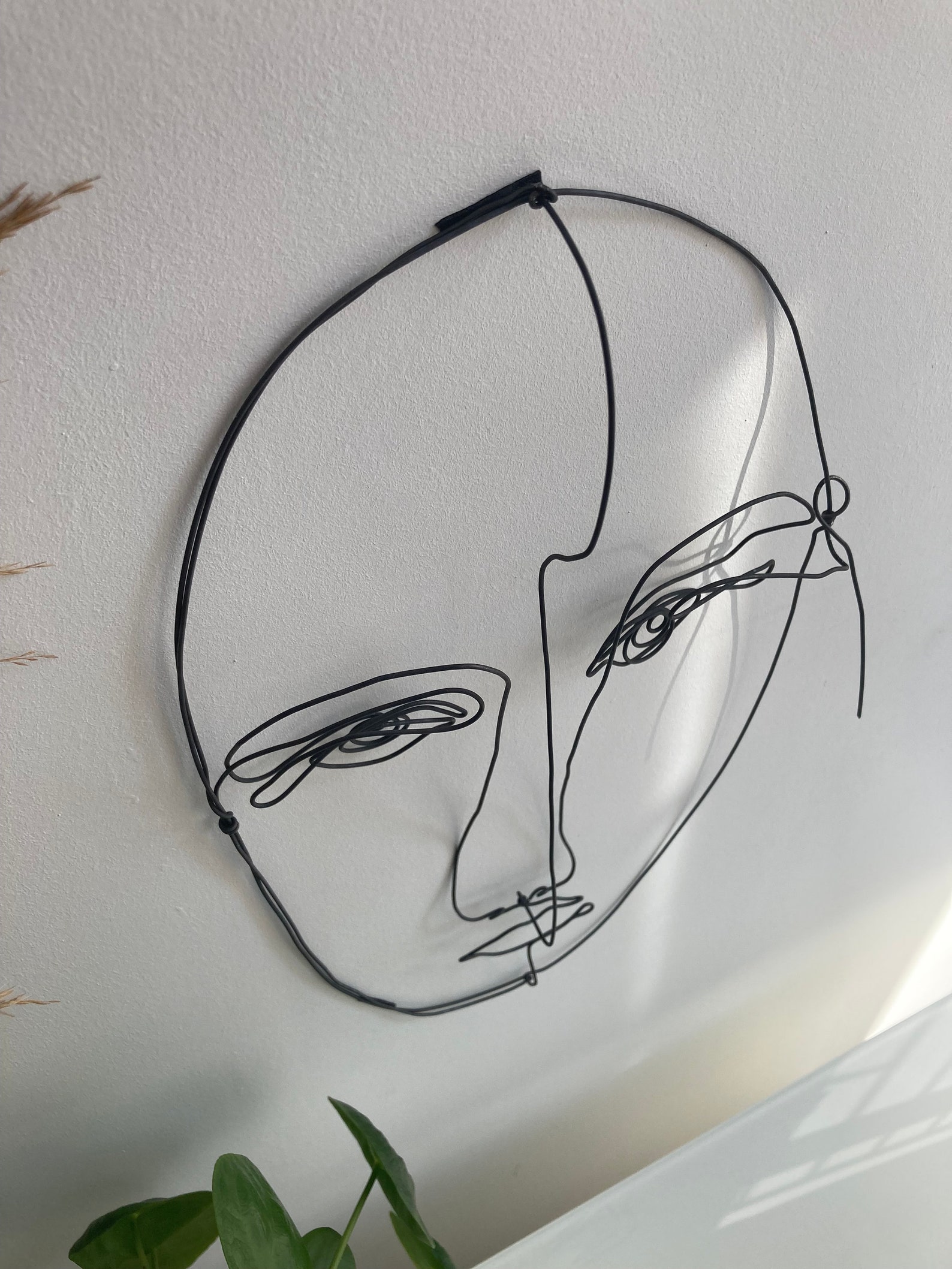 Abstract Face Wire Art Sculpture, 3D Wall Hanging Decor, Unique Wall ...