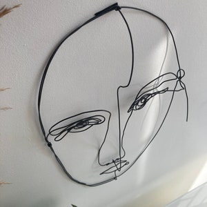 Abstract Face Wire Art Sculpture, 3D Wall Hanging Decor, Unique Wall ...