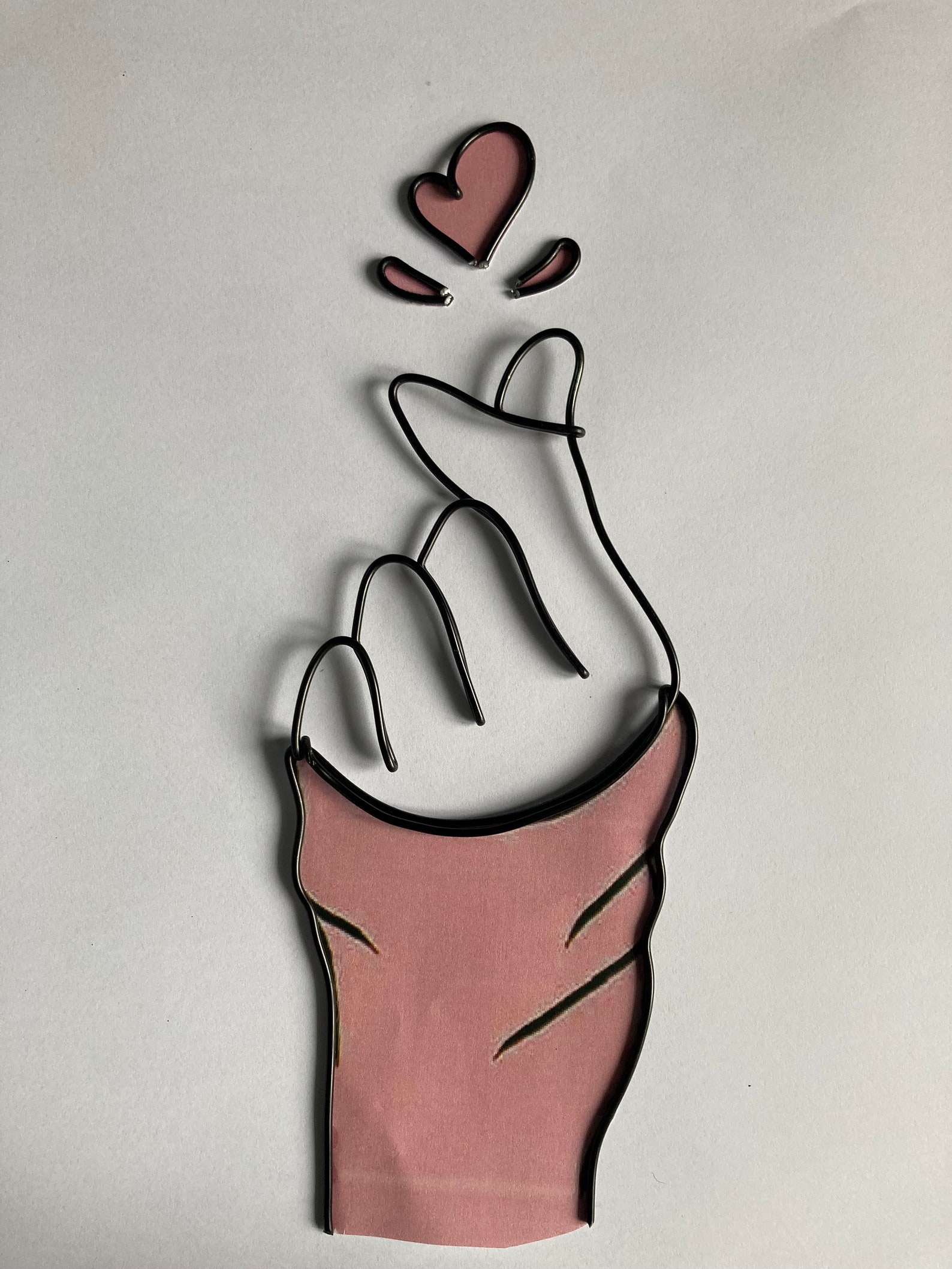 Korean Finger Heart Wire Wall Art Figer Heart Wall Decor - Etsy
