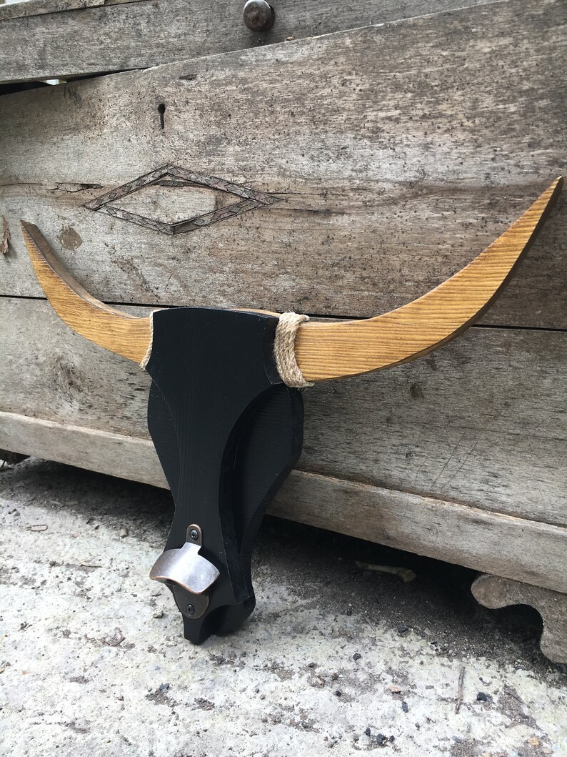 Wall Mounted Bottle Opener, Wood Bull Wall Hangings, Animals Wood Decor ...