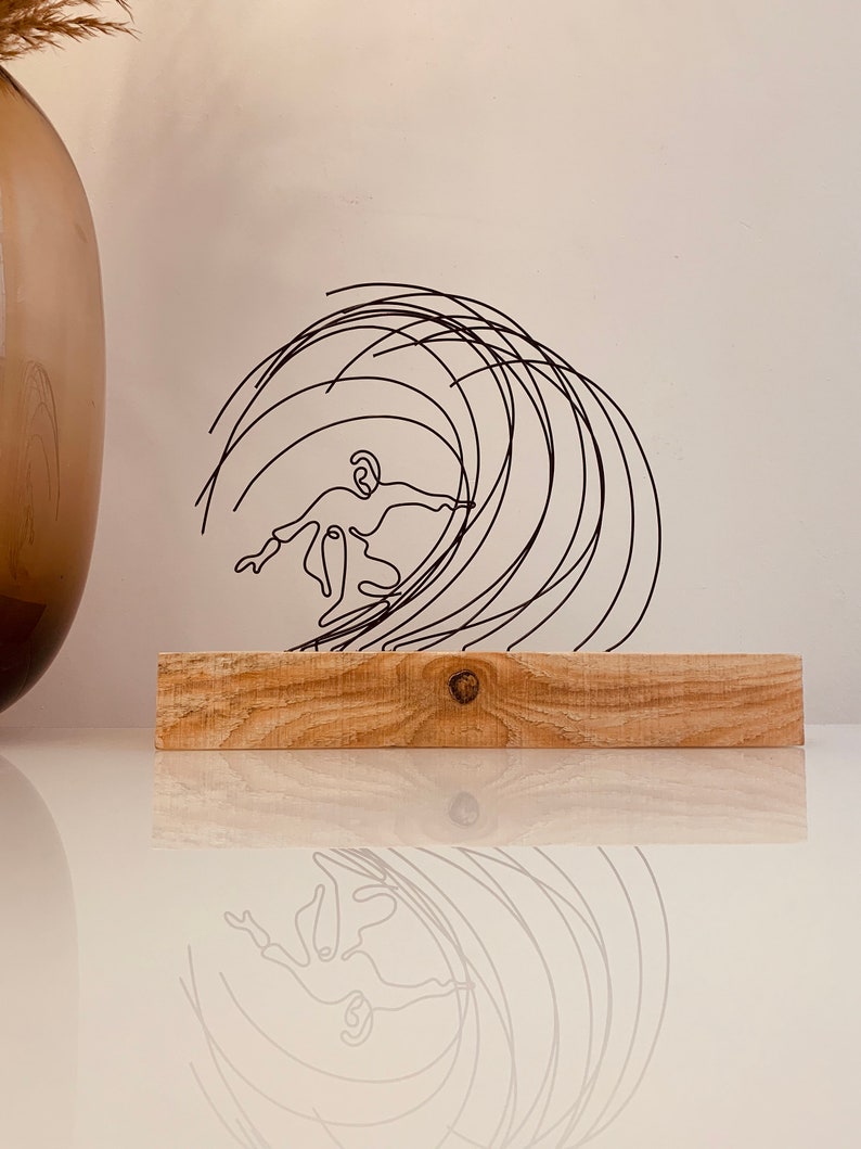 Wire Art Abstract Surfing Sculpture Office Decor Wave & - Etsy