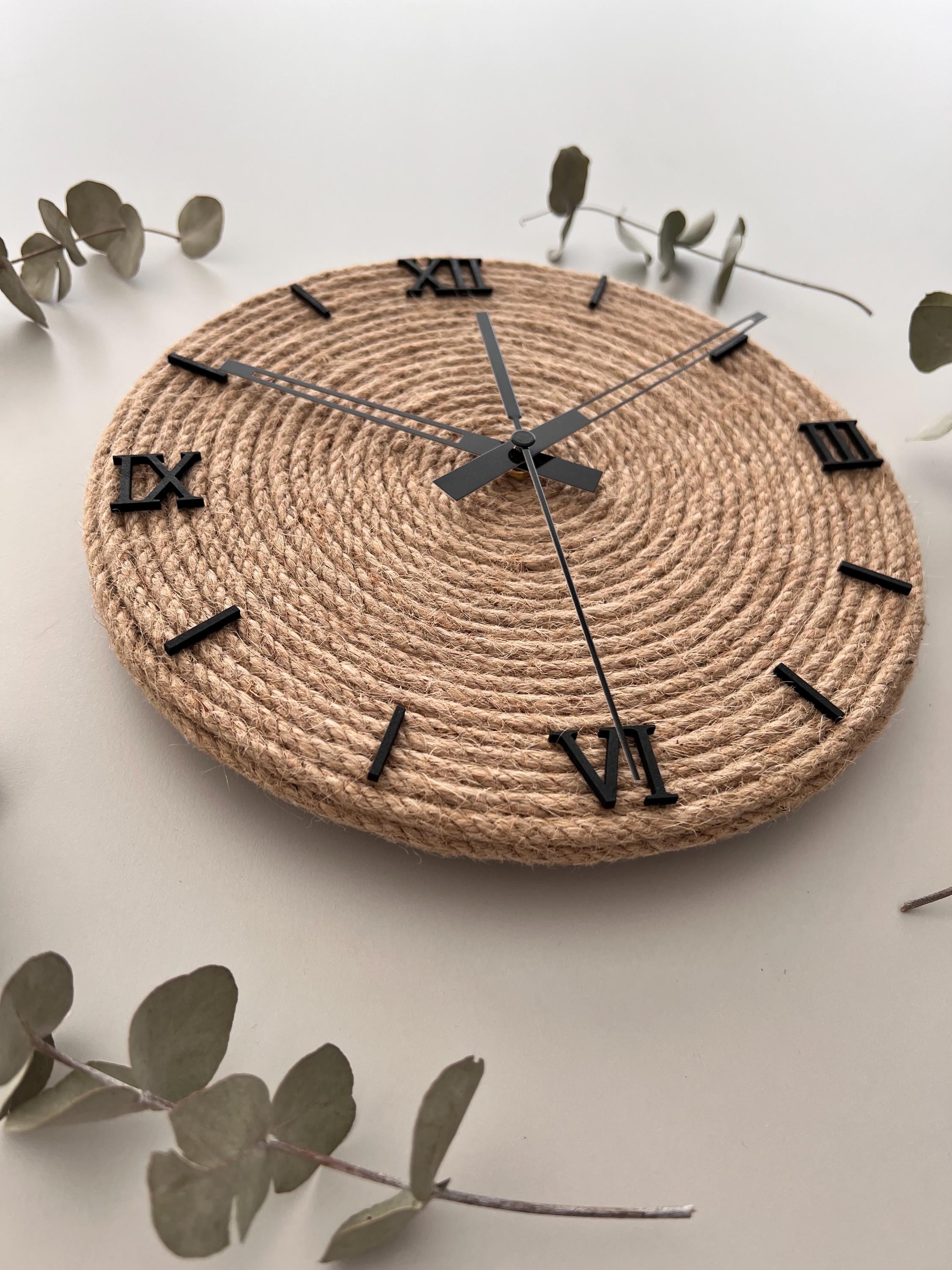 Jute Wall Clock, Farmhouse Wall Clock, Unique Wall Clock, Rustic Wall ...