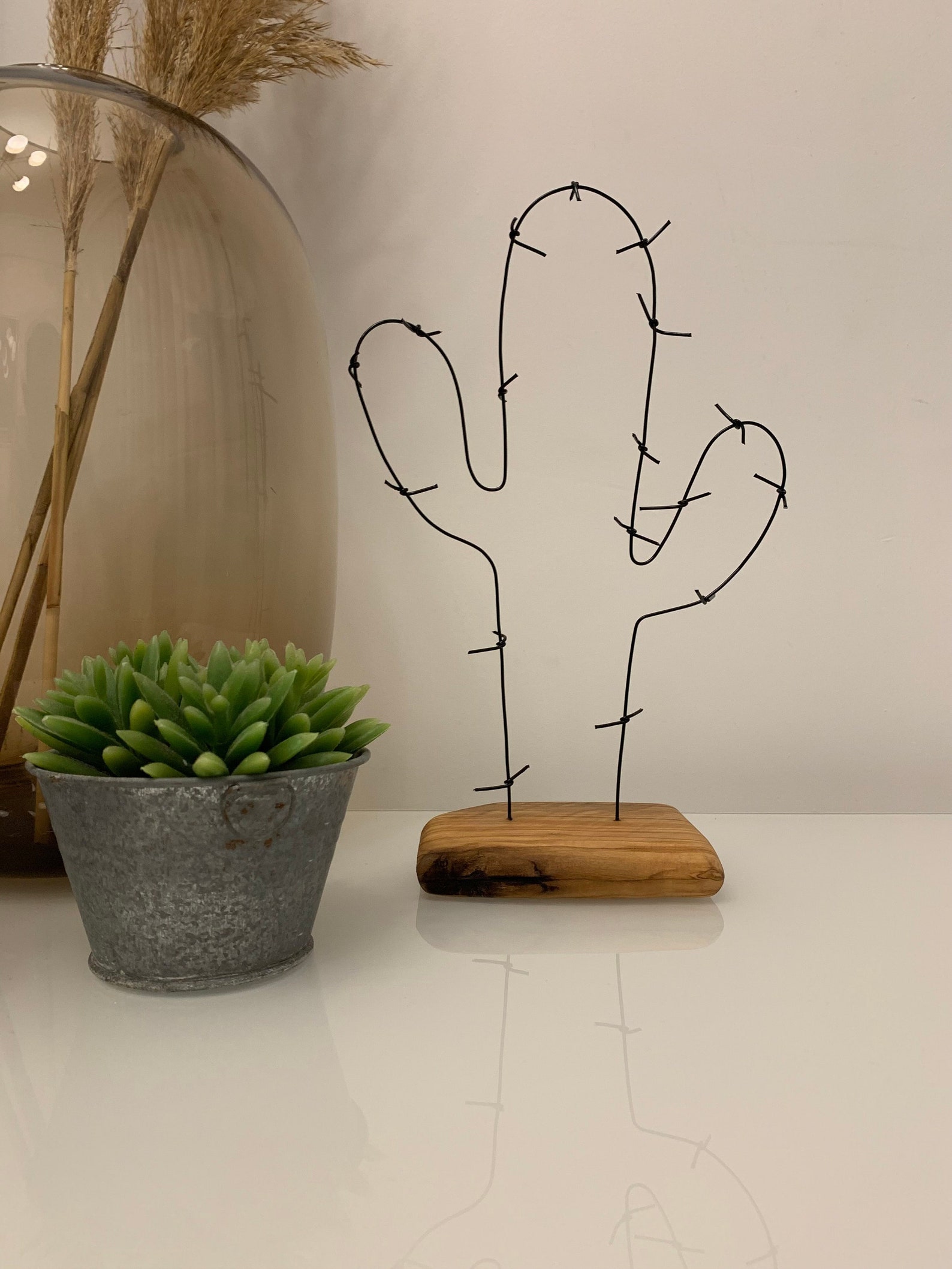 Wire Art Sculpture Cactus Wire Art Sculpture Tabletop Decor | Etsy
