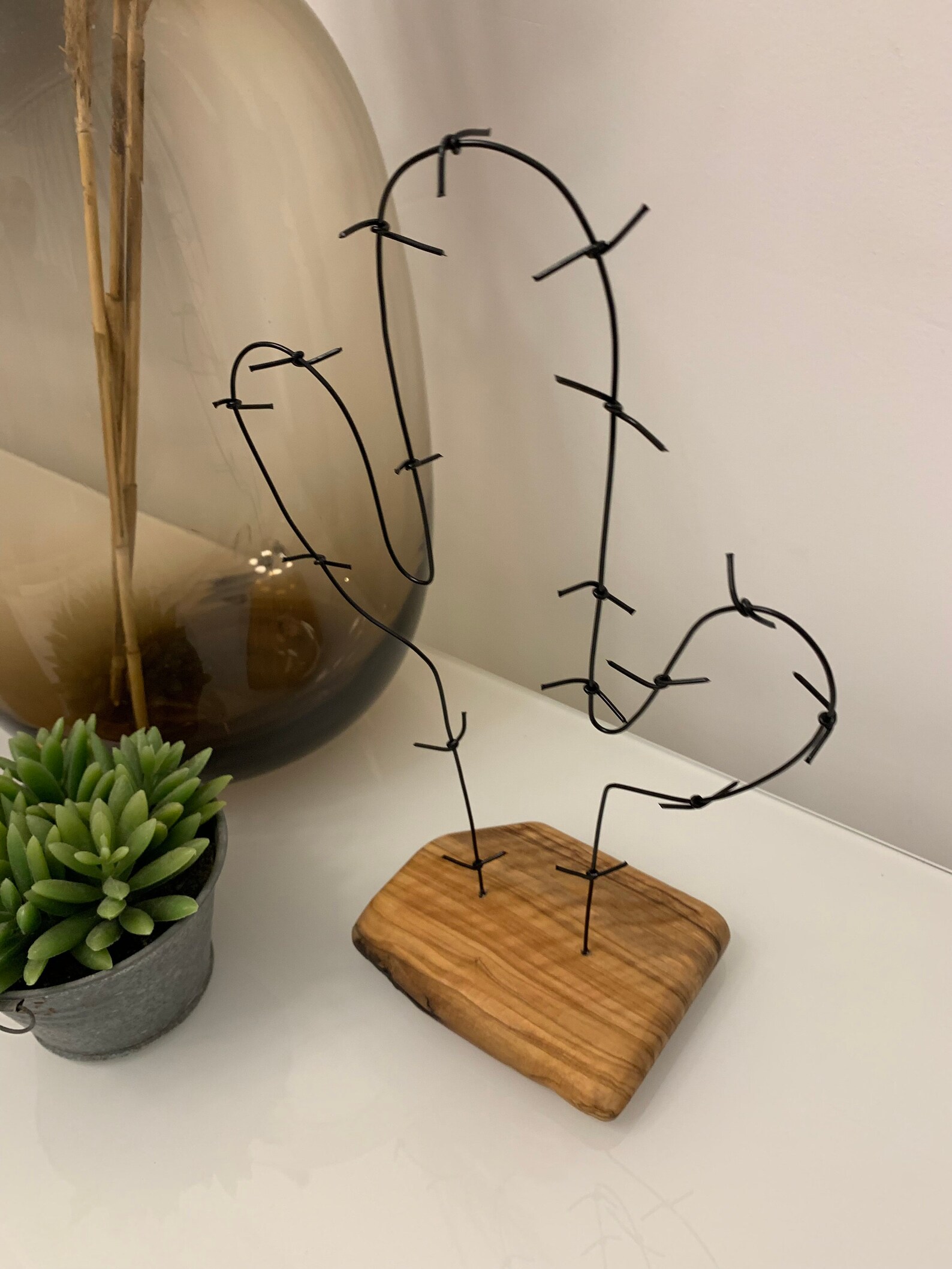 Wire Art Sculpture Cactus Wire Art Sculpture Tabletop Decor | Etsy