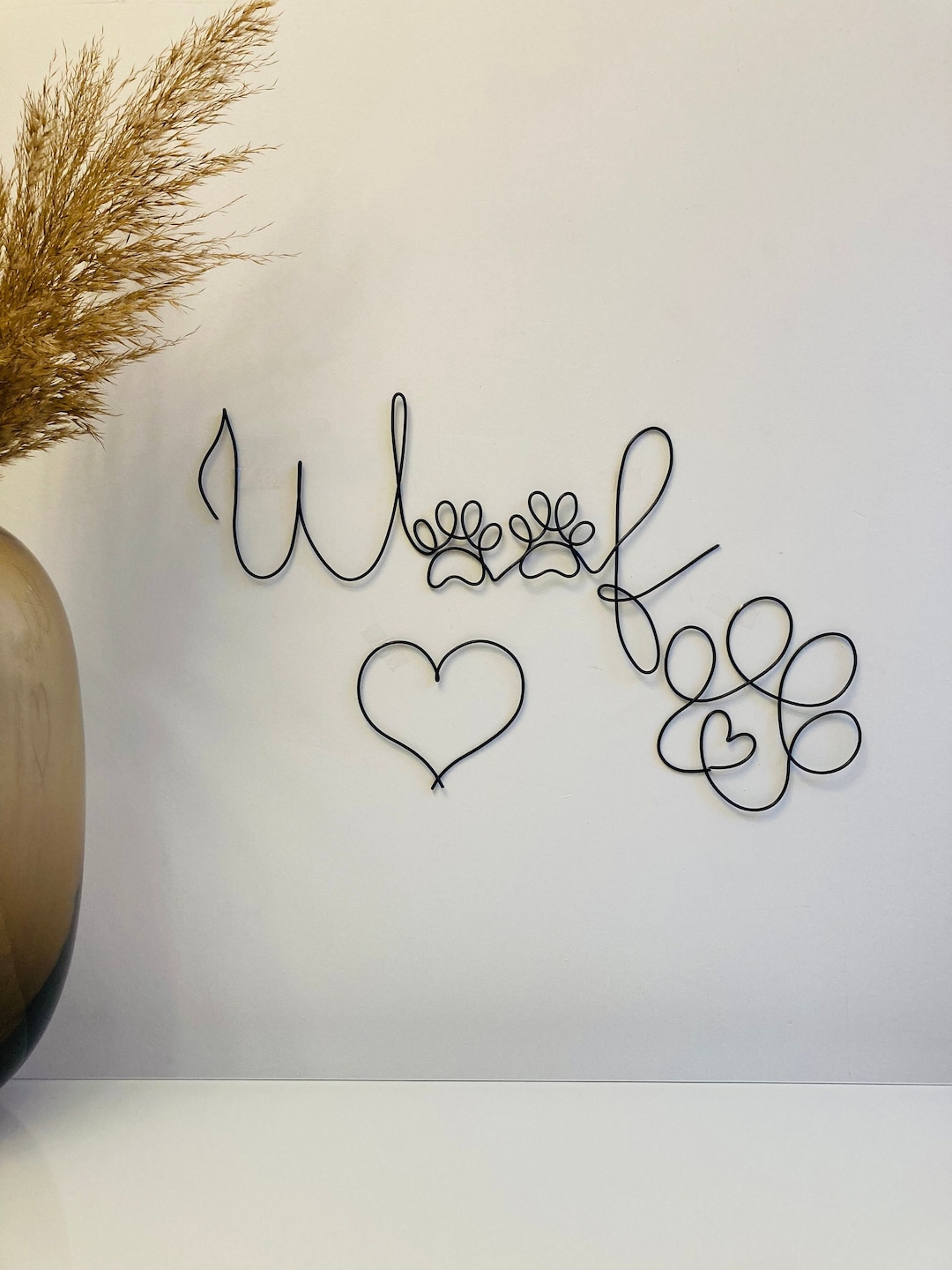 Woof Sign Wire Art Wall Decor, 3 Pieces Woof Heart Paw Set, for Dog ...