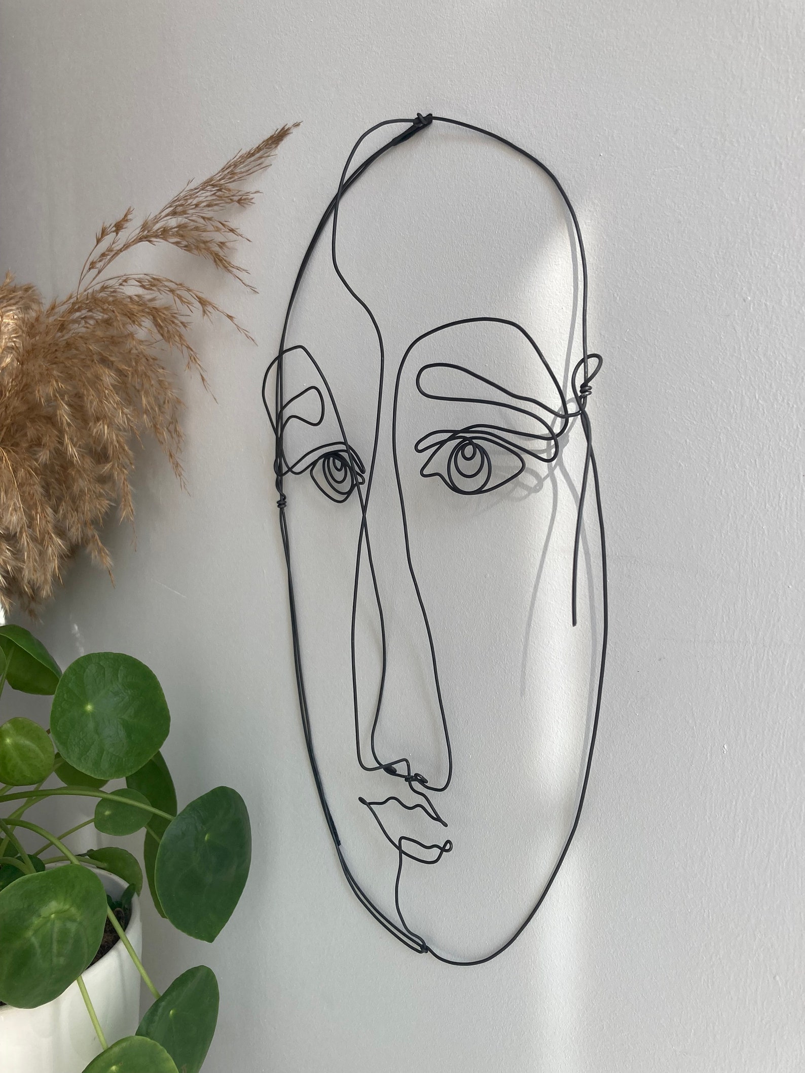 Abstract Face Wire Art Sculpture 3D Wall Hanging Decor | Etsy