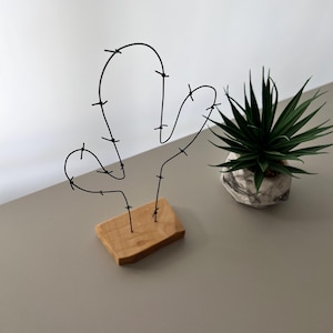 Wire Art Sculpture Cactus, Wire Art Sculpture, Tabletop Decor ...
