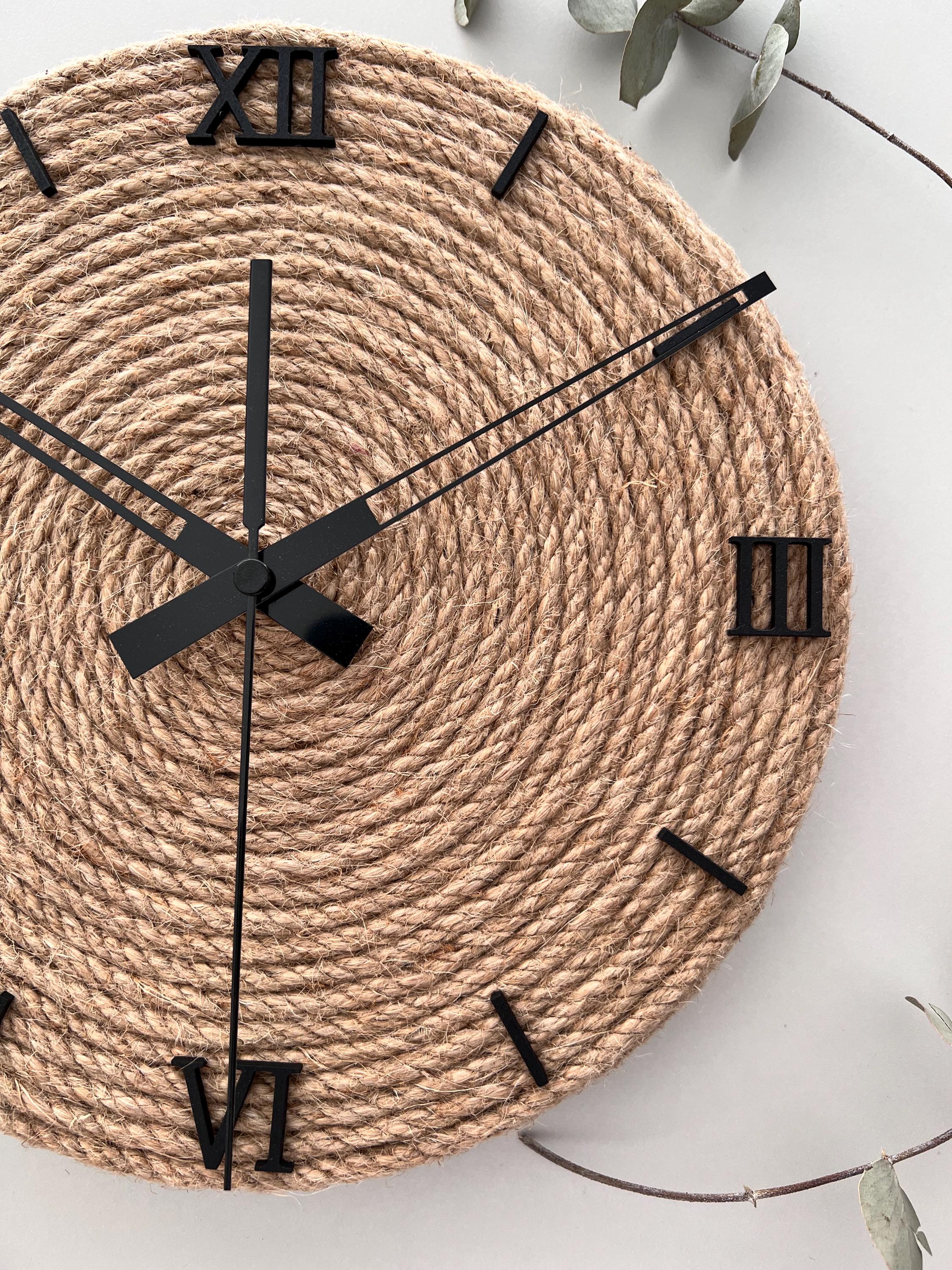 Jute Wall Clock, Farmhouse Wall Clock, Unique Wall Clock, Rustic Wall ...