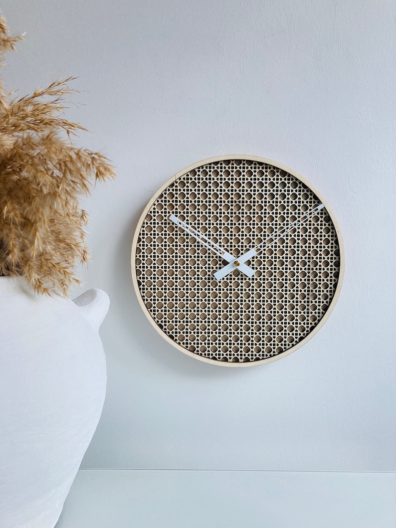 Rattan Wall Clock Farmhouse Wall Clock Unique Wall Clock - Etsy