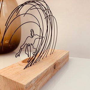 Wire Art, Abstract Surfing Sculpture, Office Decor, Wave & Surfer Table ...