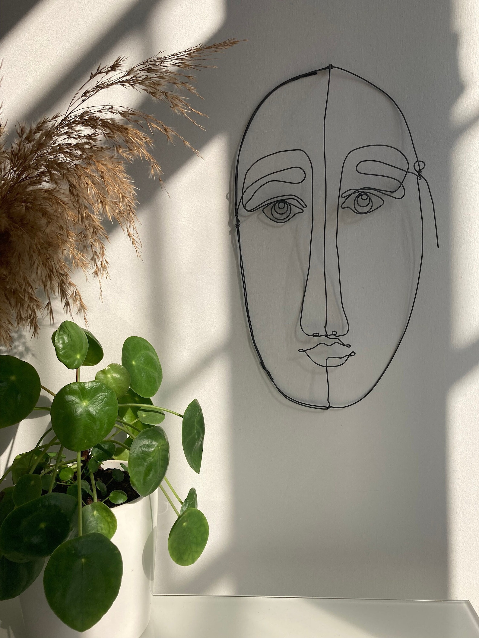 Abstract Face Wire Art Sculpture, 3D Wall Hanging Decor, Unique Wall ...