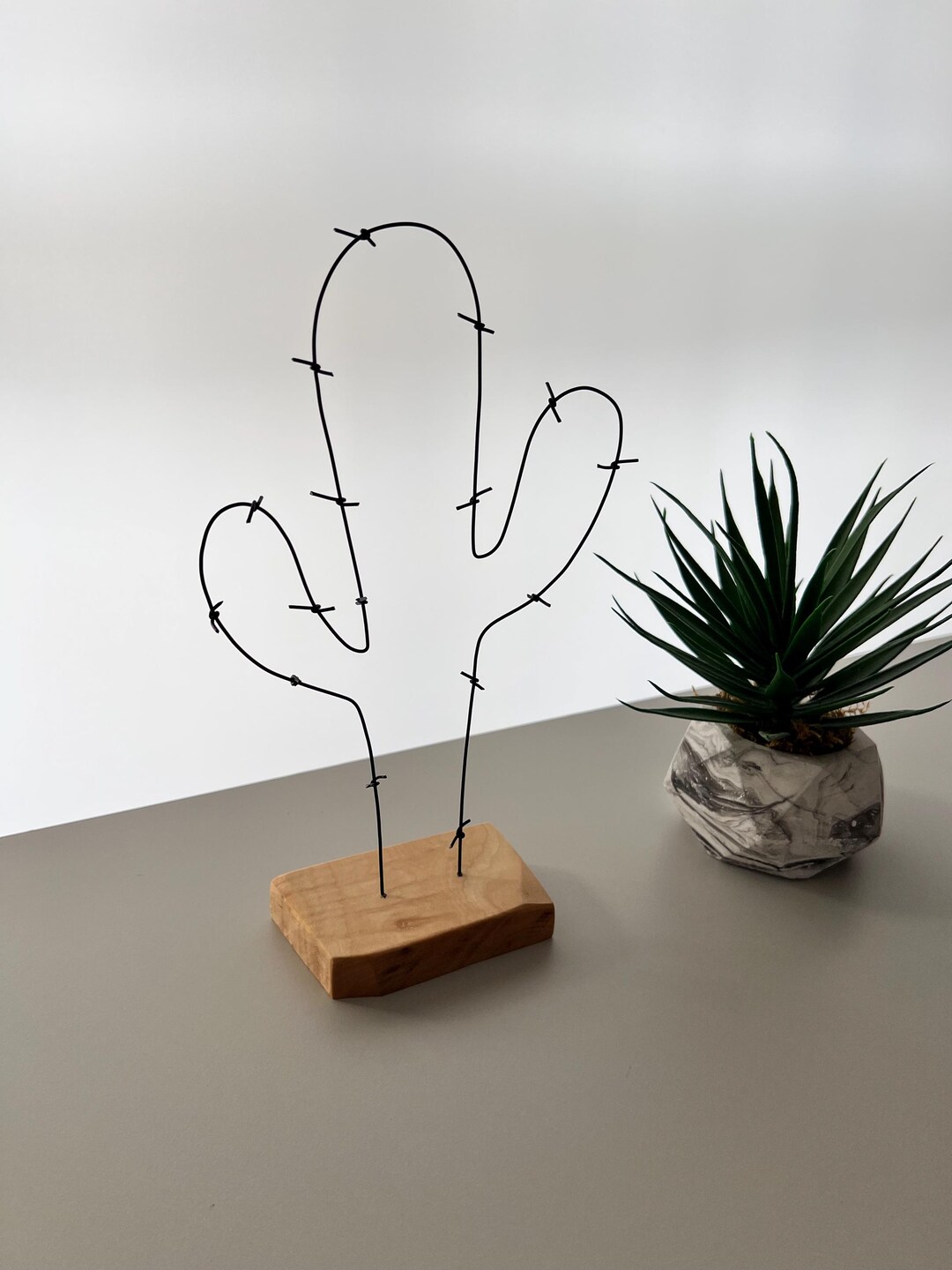 Wire Art Sculpture Cactus, Wire Art Sculpture, Tabletop Decor ...