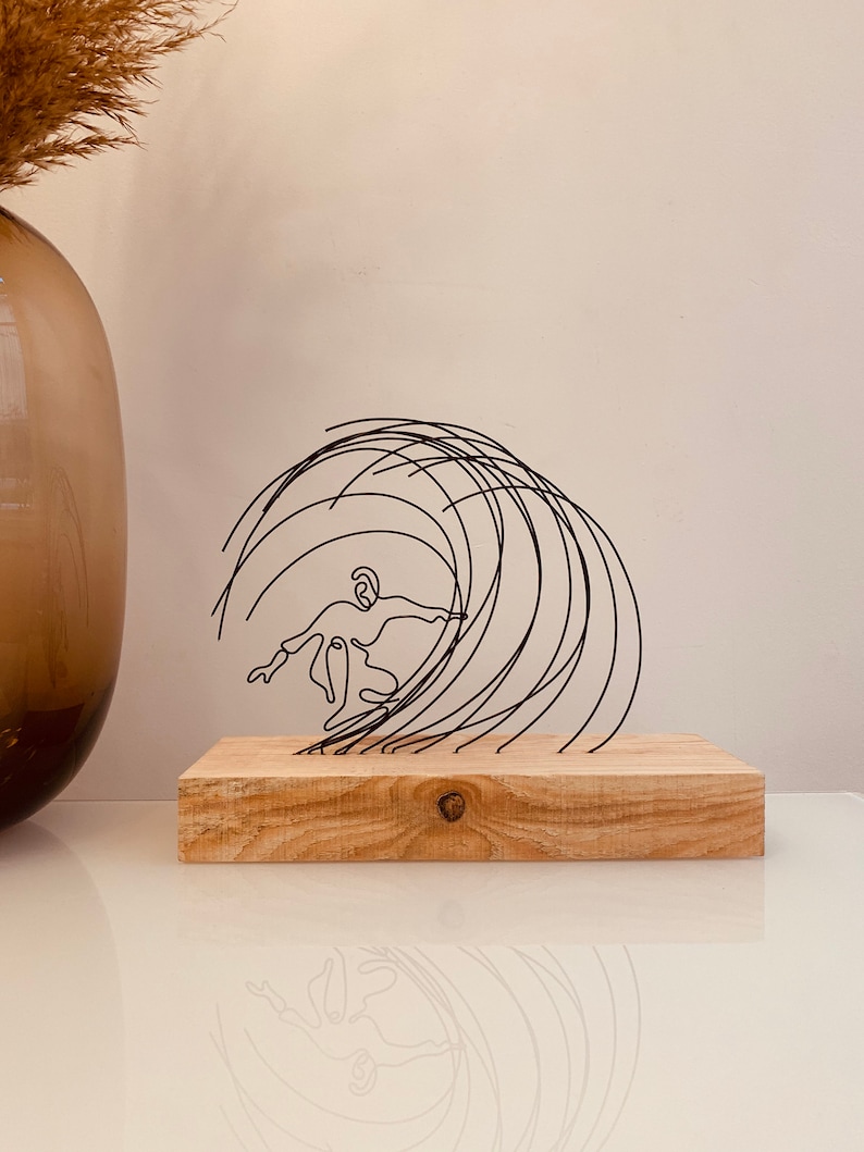 Wire Art Abstract Surfing Sculpture Office Decor Wave & - Etsy
