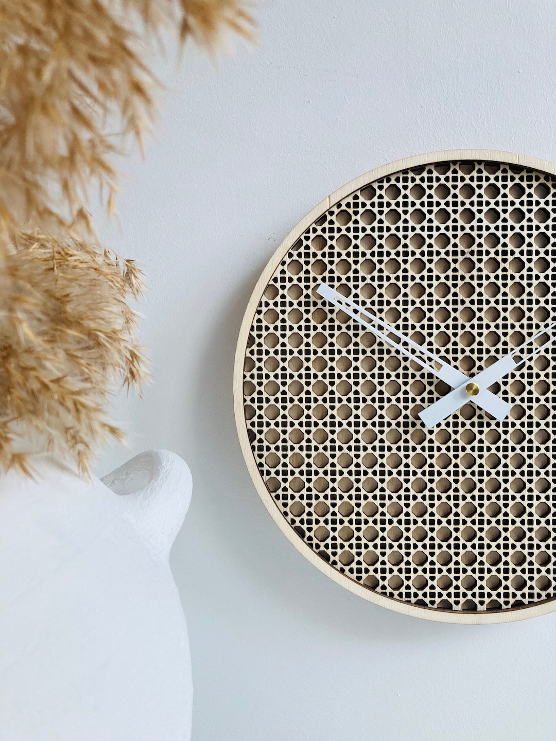 Rattan Wall Clock, Farmhouse Wall Clock, Unique Wall Clock, Modern Wall ...