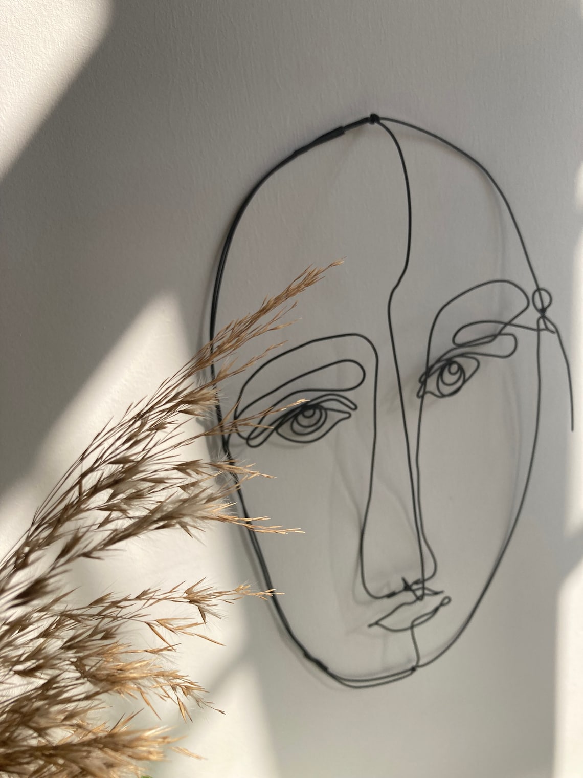 Abstract Face Wire Art Sculpture, 3D Wall Hanging Decor, Unique Wall ...