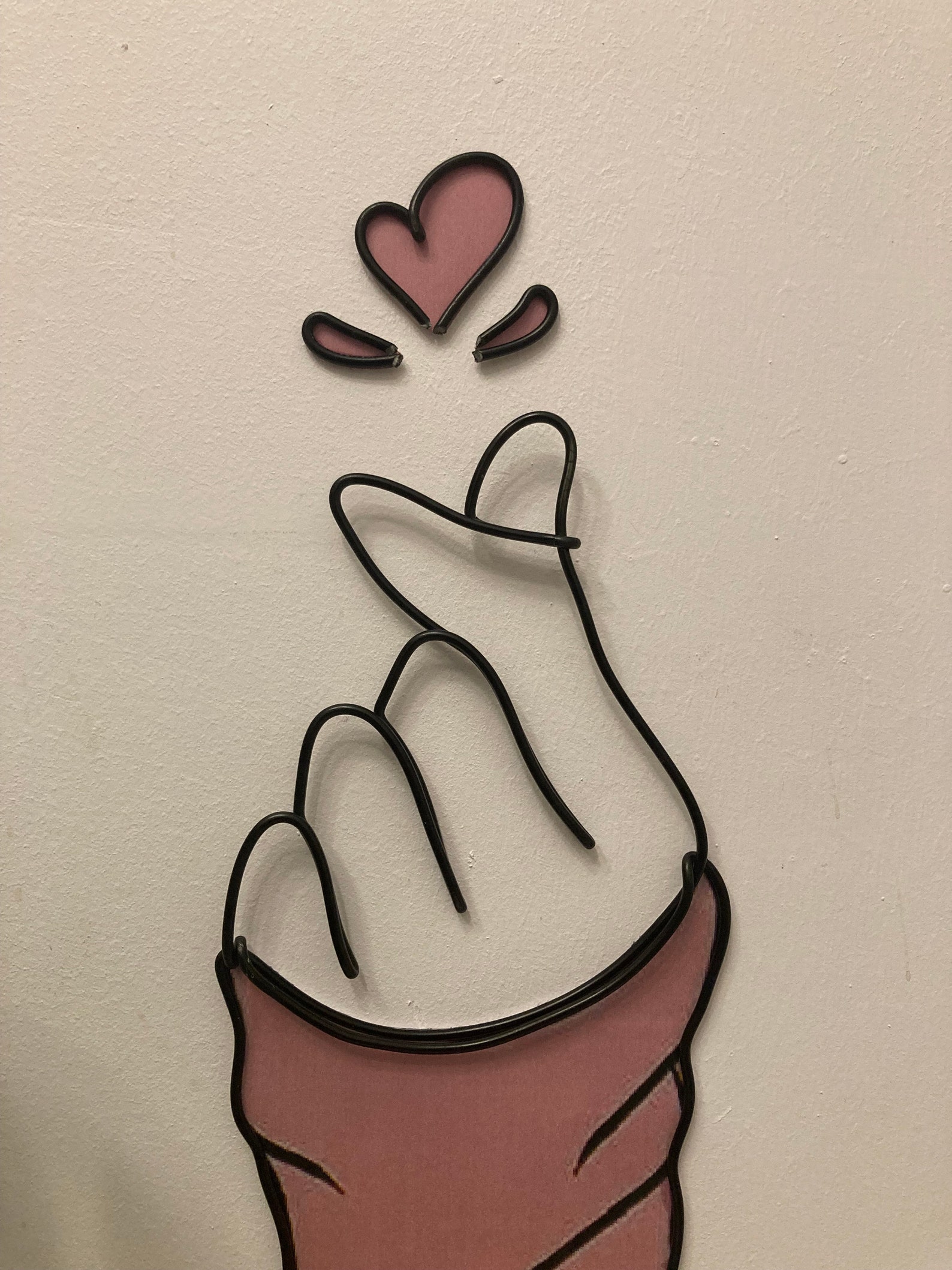 Korean Finger Heart Wire Wall Art Figer Heart Wall Decor - Etsy