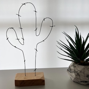 Wire Art Sculpture Cactus, Wire Art Sculpture, Tabletop Decor ...