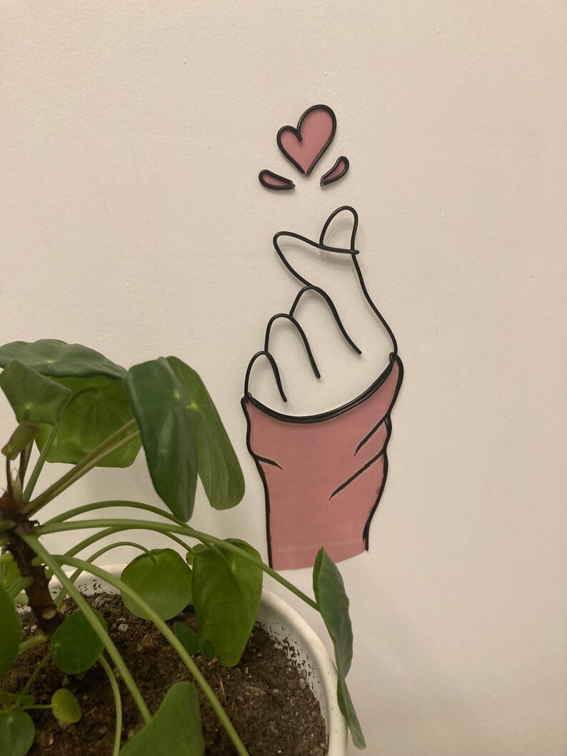 Korean Finger Heart Wire Wall Art Figer Heart Wall Decor - Etsy