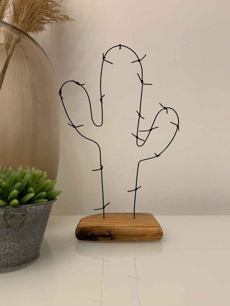 Wire Art Sculpture Cactus Wire Art Sculpture Tabletop Decor | Etsy