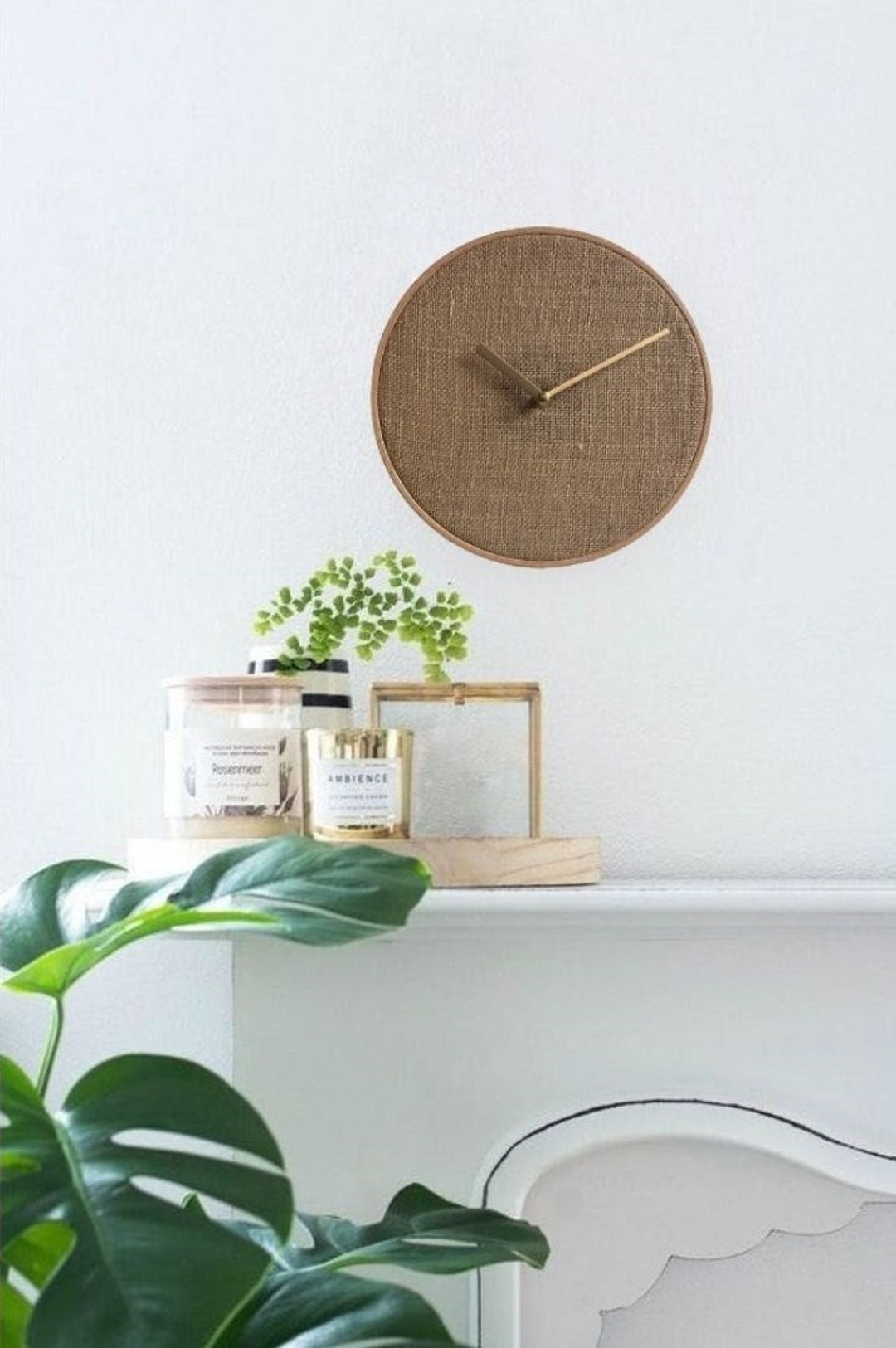 Jute Wall Clock, Farmhouse Wall Clock, Unique Wall Clock, Rustic Wall ...