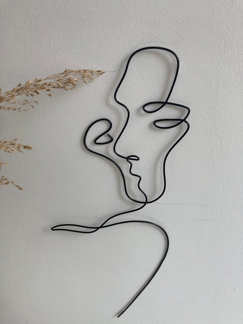Wire Art One Line Couple Kiss Wire Sculpture of Abstract - Etsy