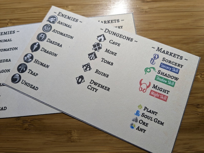 Skyrim Adventure Game Quick Reference (PDF, PNG - Digital Download) - Etsy