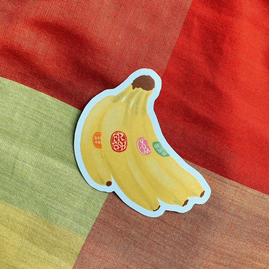Banana Waterproof Vinyl Sticker, Fruit Sticker, Laptop Decal - Etsy