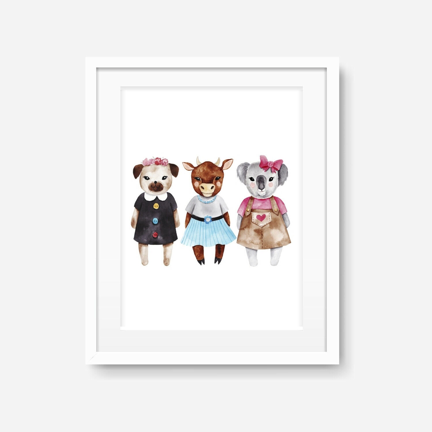 Watercolour Animals ART PRINT POSTER Contemporary Modern | Etsy