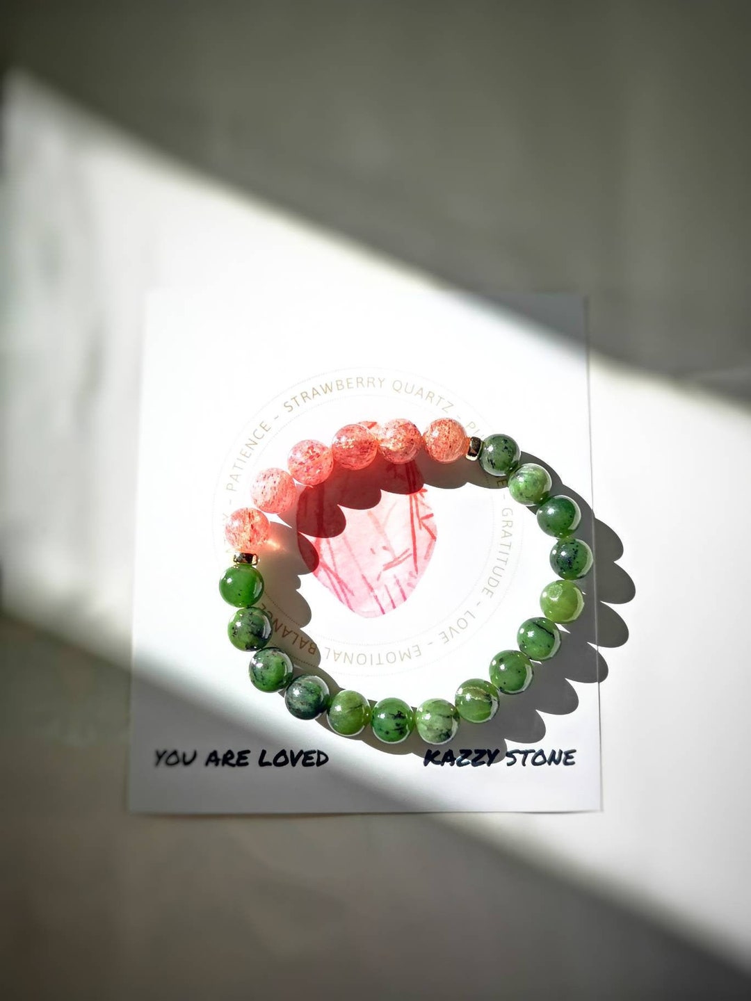 Nephrite Jade Bracelet / SIENNA BRACELET \ Natural Red Pink Strawberry ...