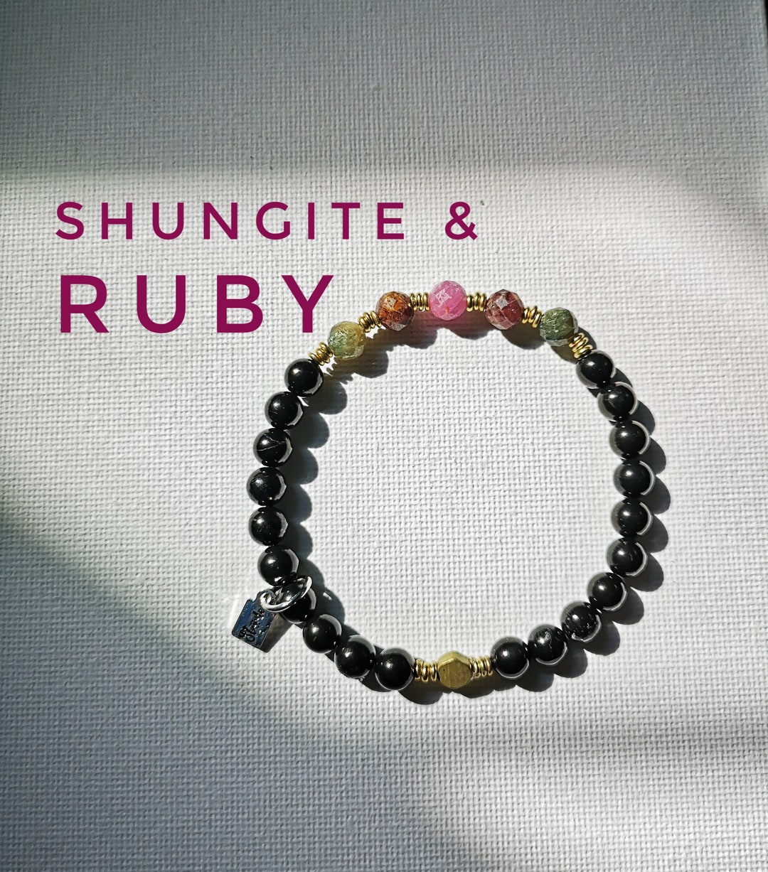 Shungite Ruby Bracelet \ Healing, Empath & EMF Protection \ THE ...