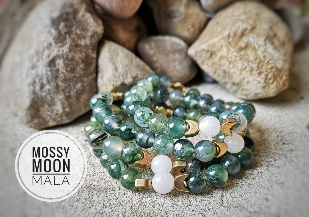 Mossy Moon Mala/ Magical Moss Agate 'the Gardener's Stone Helps You Connect to Mother Nature ...