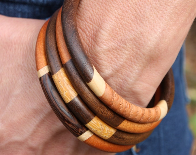 Stackable Wood Bracelet, Colorful Bangle, Handmade Bangle, Wood ...