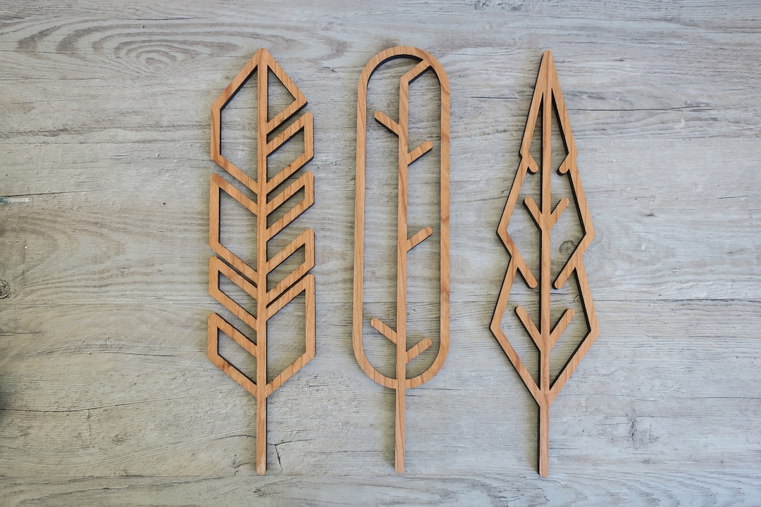 Set of 3 Eco Friendly Wood Feathers, Wooden Scandinavian Decor - Etsy