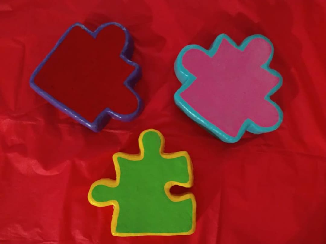 Set of 3, Colorful Puzzle Piece Wall Plaques, for Classroom/playroom ...