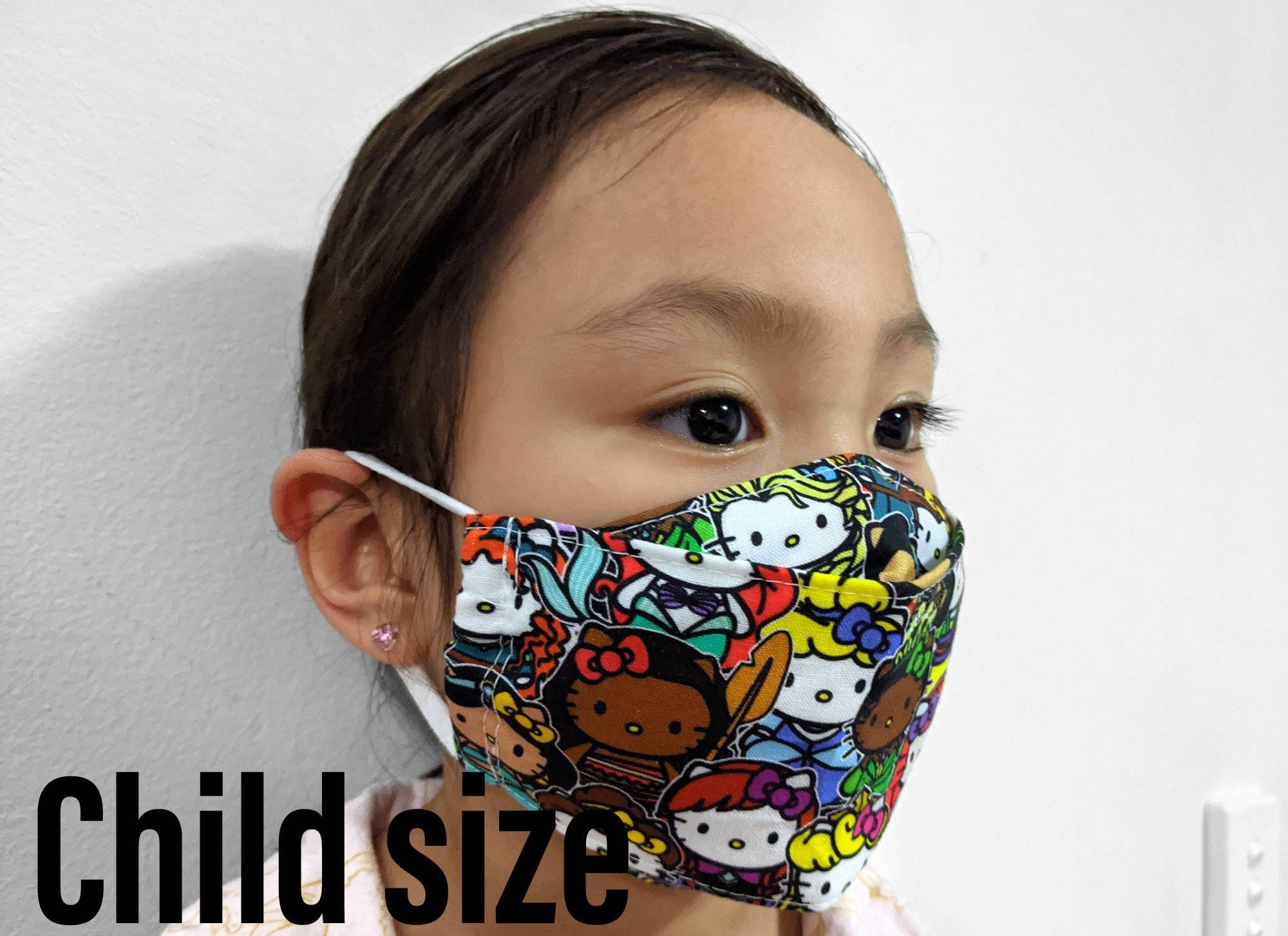 Kids, Medium & Large Adult Size 3D Face Mask, Cartoons, 3 Layers, 100% ...