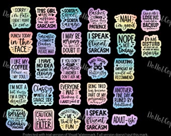 20 Snarky Quote Stickers Bundle Funny Sarcasm Sarcastic Colorful Laptop ...