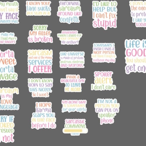 20 Sarcastic Quote Stickers Bundle Funny Sarcasm Snarky - Etsy