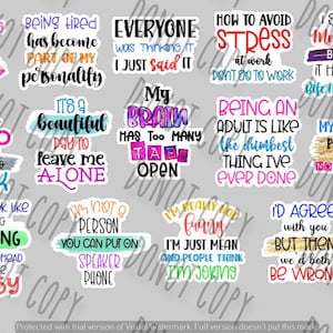 20 Funny Sarcastic Quote Stickers Bundle Sarcasm Snarky Sticker Pack ...