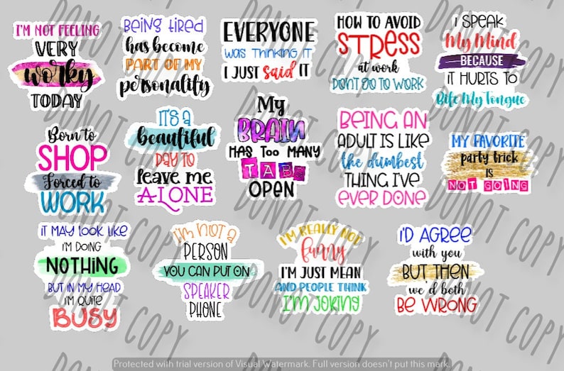 20 Funny Sarcastic Quote Stickers Bundle Sarcasm Snarky - Etsy