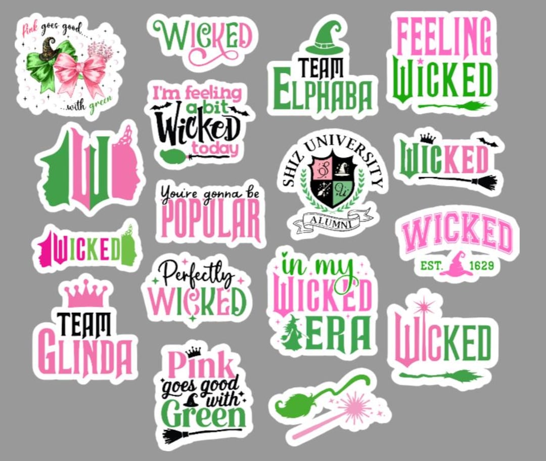 12 Wicked Sticker Pack ~ Movie Broadway Play Show ~ Scrapbooking Bundle ...