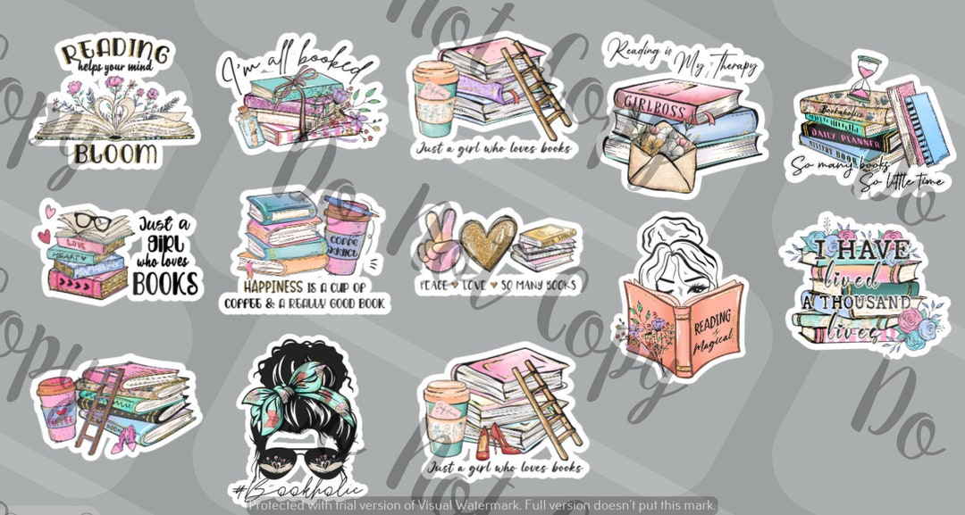 13 Book Lover Library Librarian Quote Stickers Bundle Sticker Pack ...