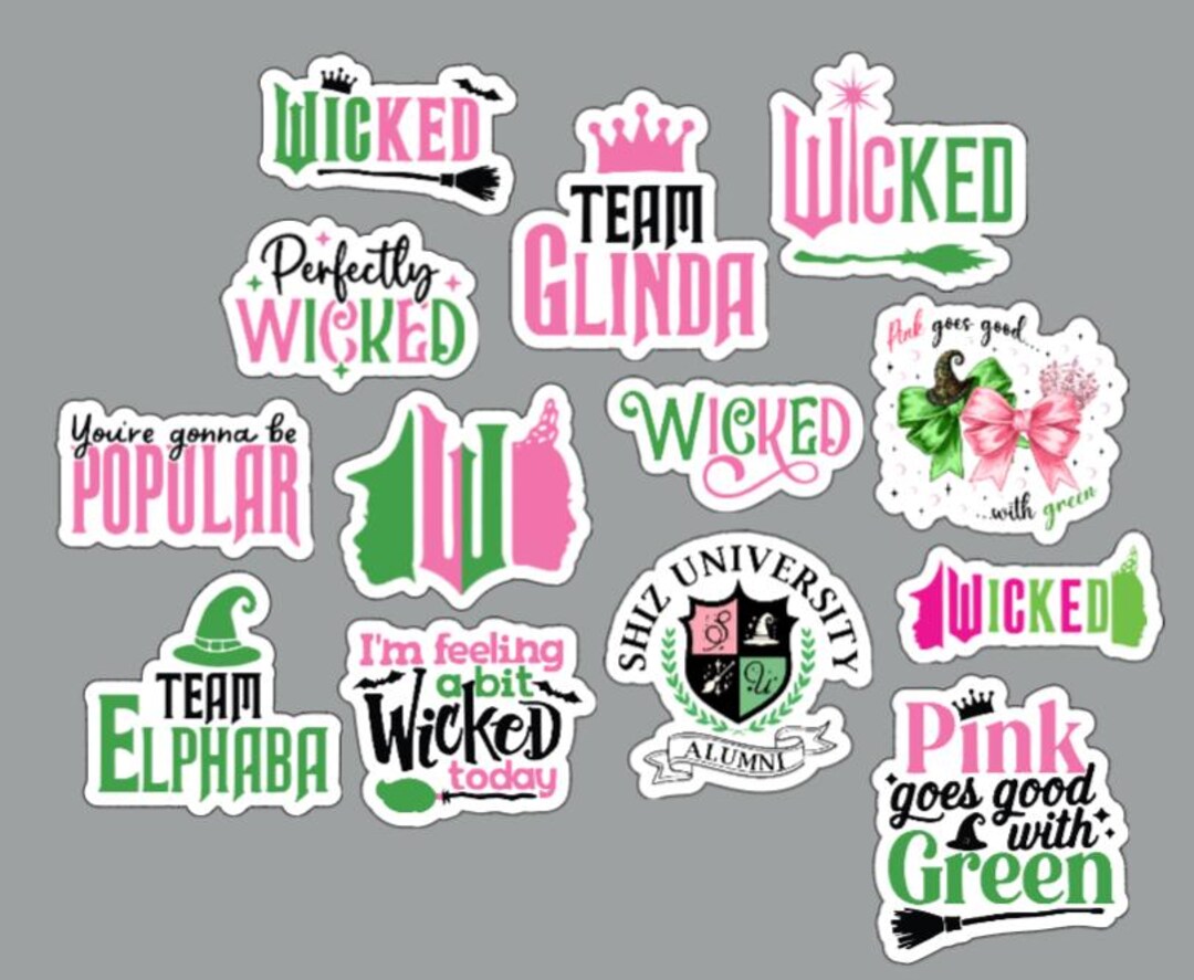 12 Wicked Sticker Pack ~ Movie Broadway Play Show ~ Scrapbooking Bundle ...