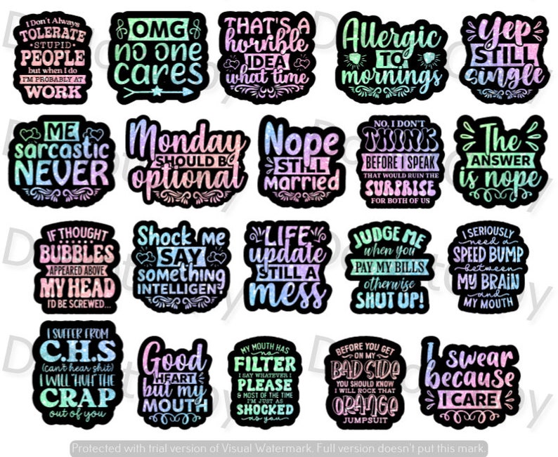 20 Snarky Sarcastic Quote Stickers Bundle Funny Sarcasm Snarky Laptop ...