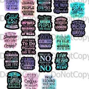 20 Snarky Quote Stickers Bundle Funny Sarcasm Sarcastic Colorful Laptop ...