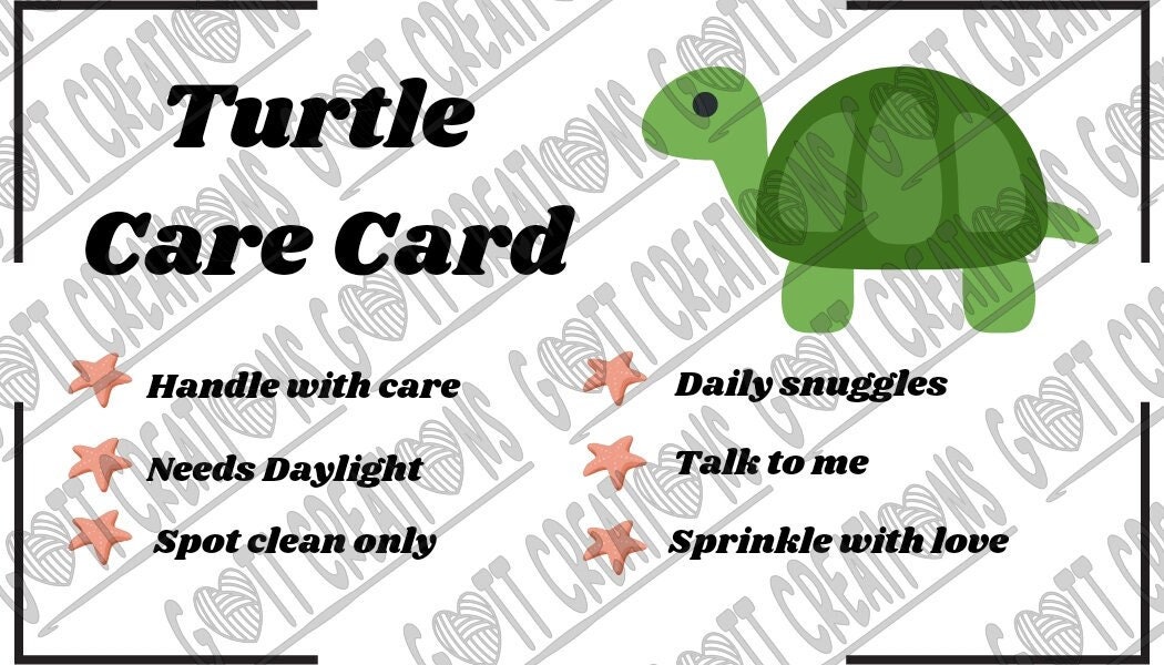 Turtle Care Card, Turtle Adoption Certificate, Care, Turtle, Adoption ...