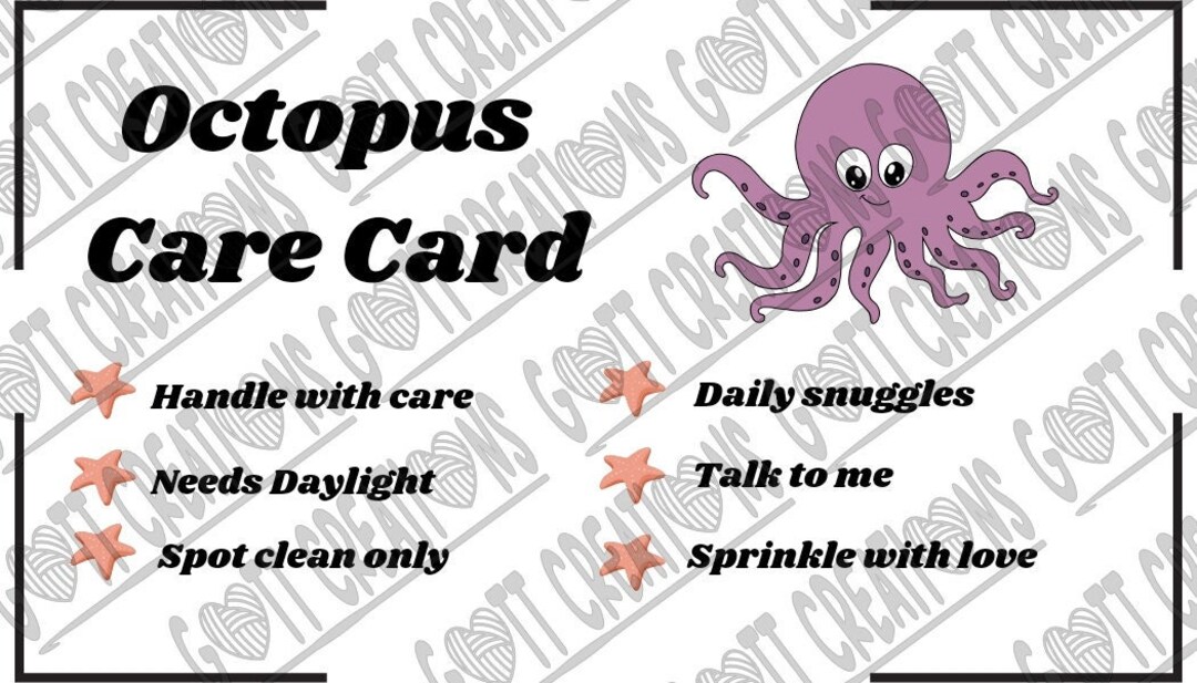 Octo Care Cards, Octo Adoption Certificate, Care, Octo, Octopus ...