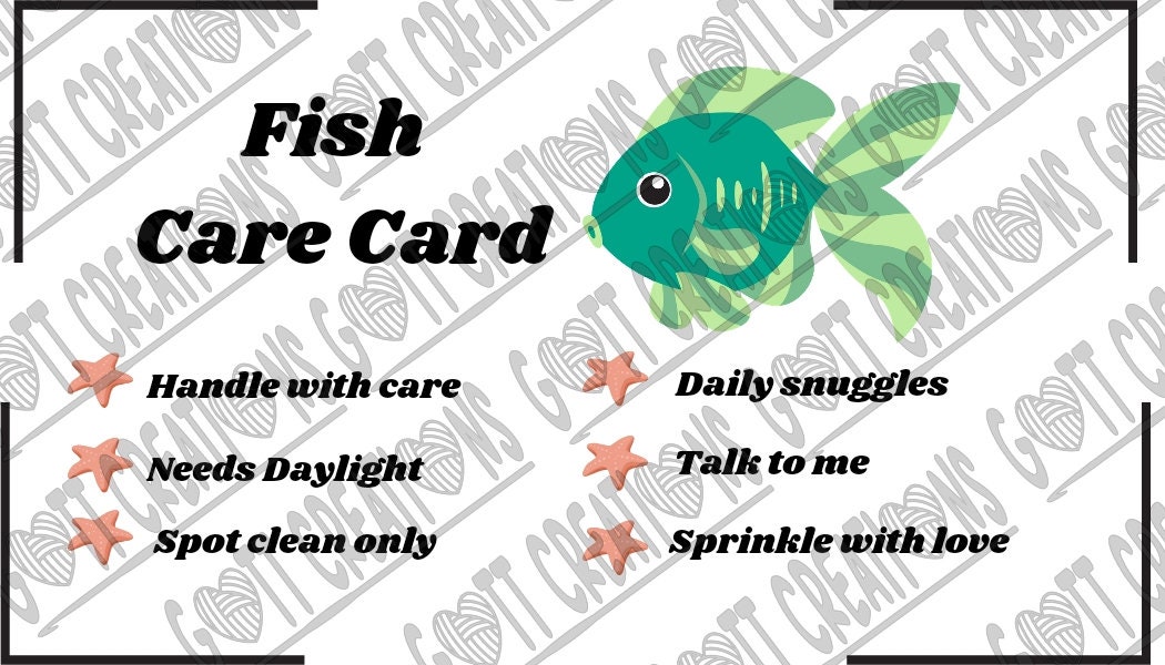 Fish Care Cards, Fish Adoption Certificate, Care, Fish, No Fuss Fish ...