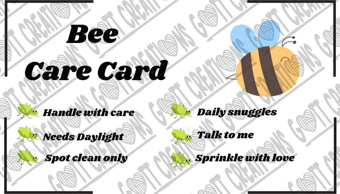 Bee Care Card, Bee Adoption, Bee Adoption Certificate, Adoption, Bee ...