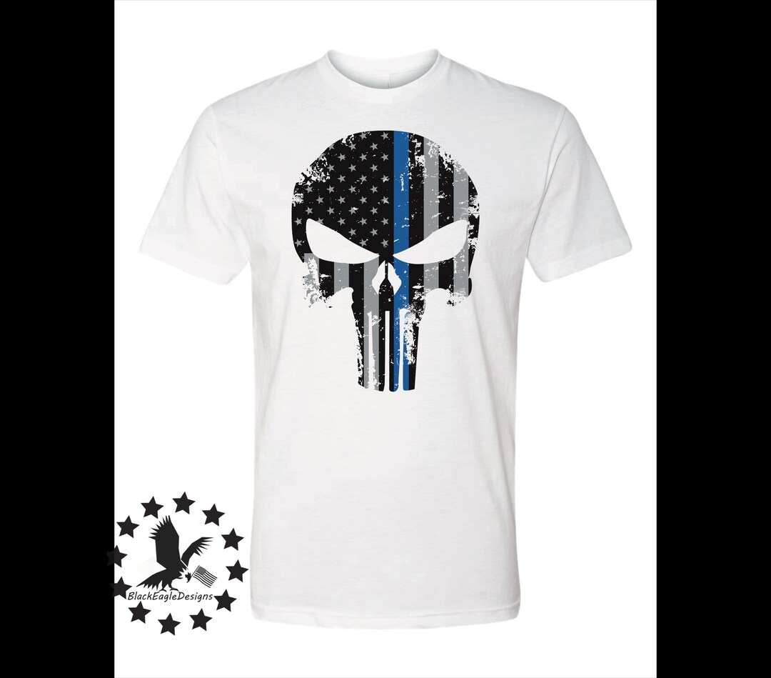 Thin Blue Line Punisher Skull - Etsy